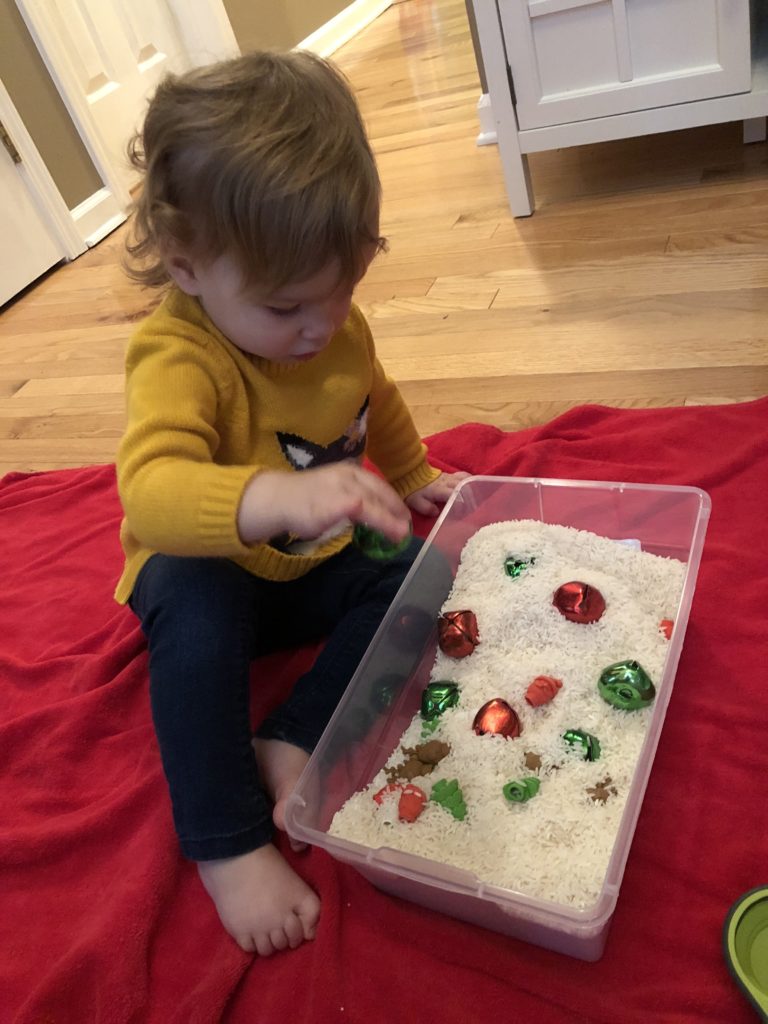 Christmas Sensory Bin Toddler Activities - Speak. Play. Love