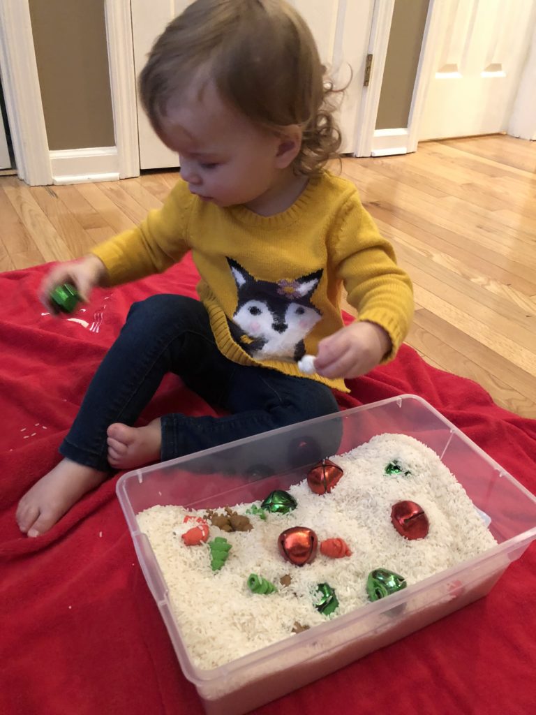 Christmas Sensory Bin Toddler Activities - Speak. Play. Love