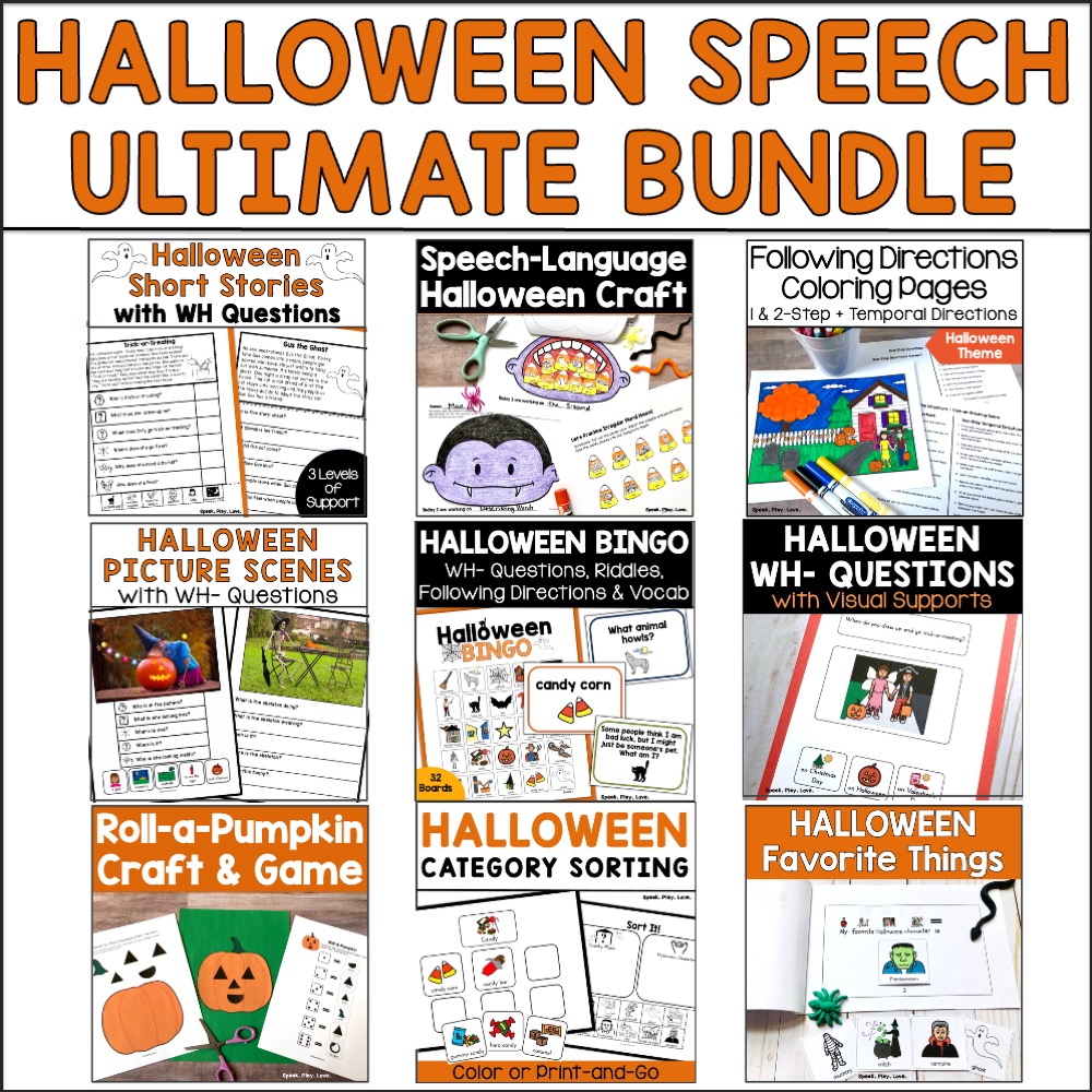 Halloween Speech Therapy Activities and Crafts - Speak. Play. Love