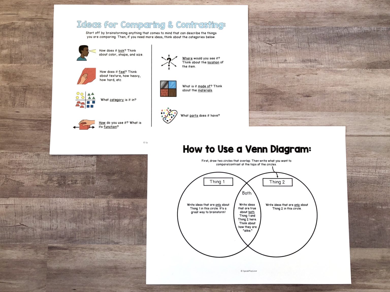 Compare and Contrast Speech Therapy Activity - Free Download - Speak ...