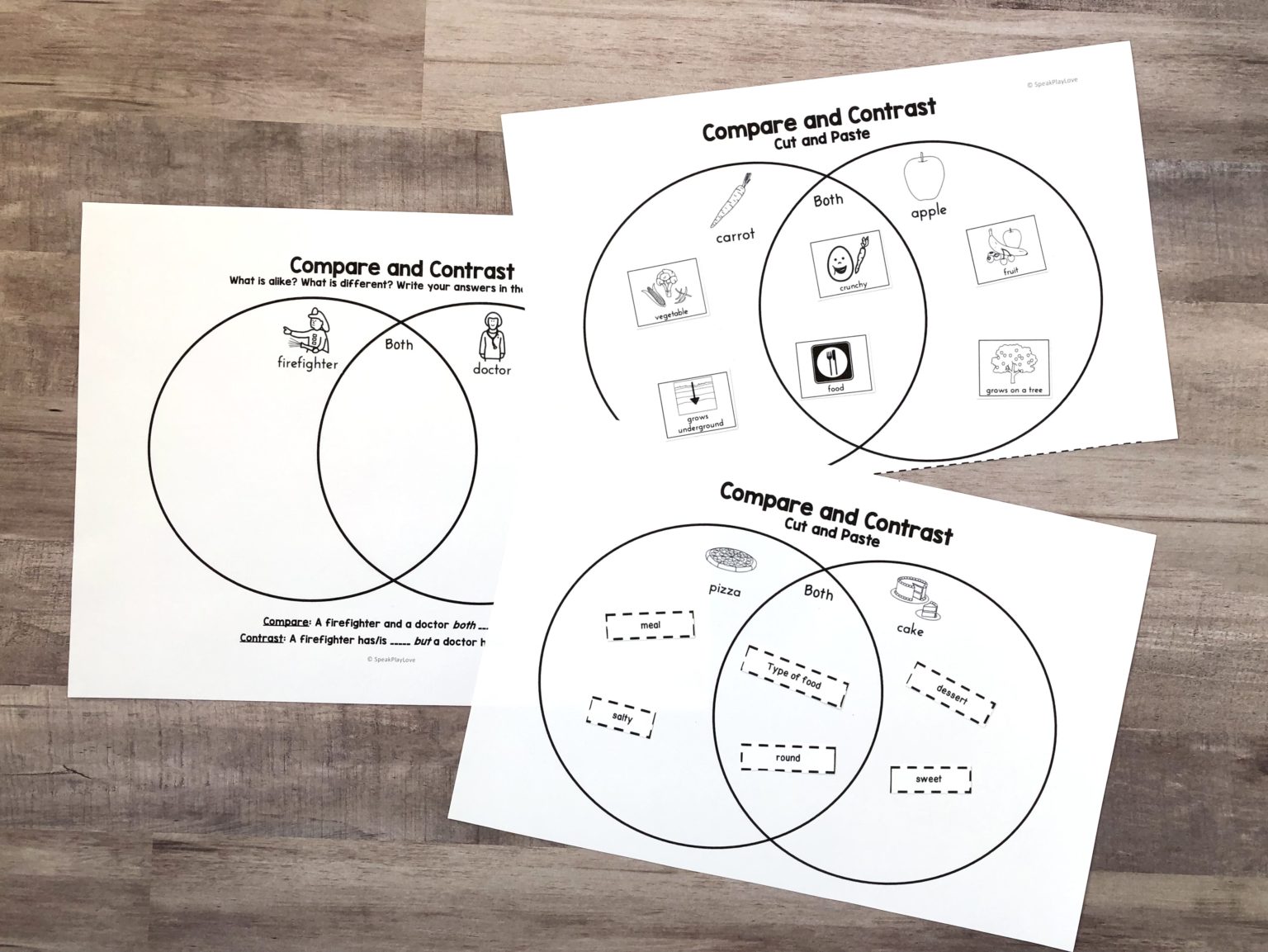 Compare and Contrast Speech Therapy Activity - Free Download - Speak ...