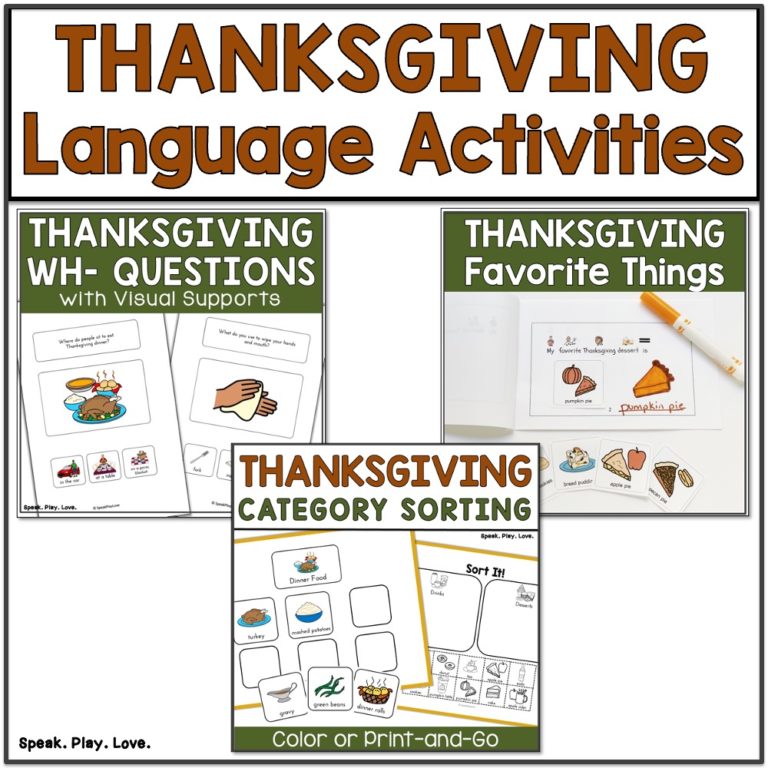 Thanksgiving Speech Therapy Activities - Speak. Play. Love
