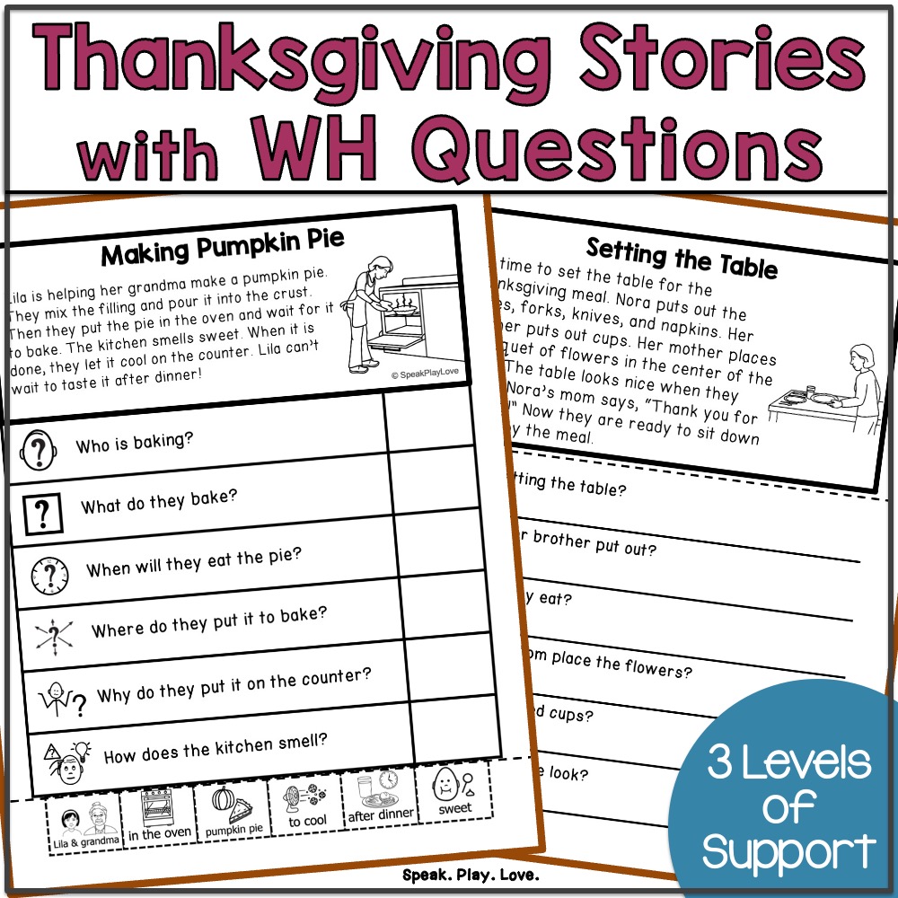 Thanksgiving Speech Therapy Activities - Speak. Play. Love