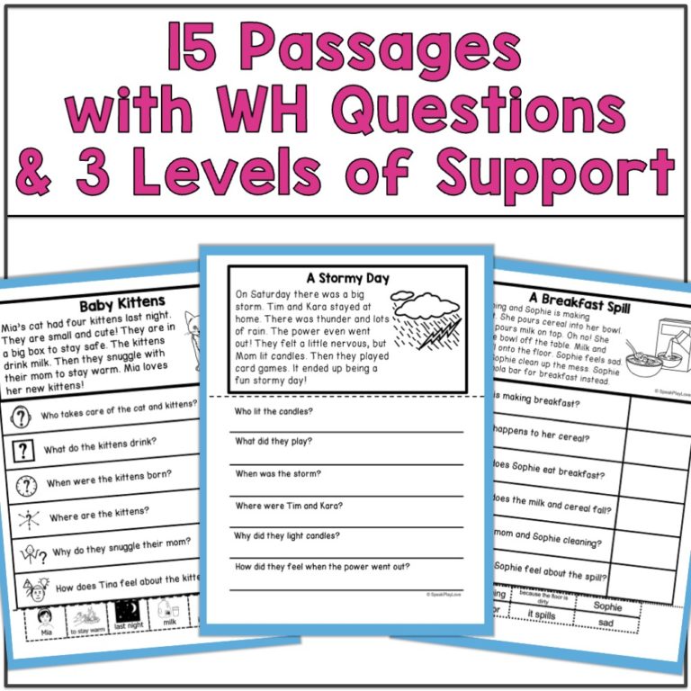 Free Short Stories with WH Questions for Speech Therapy - Speak. Play. Love