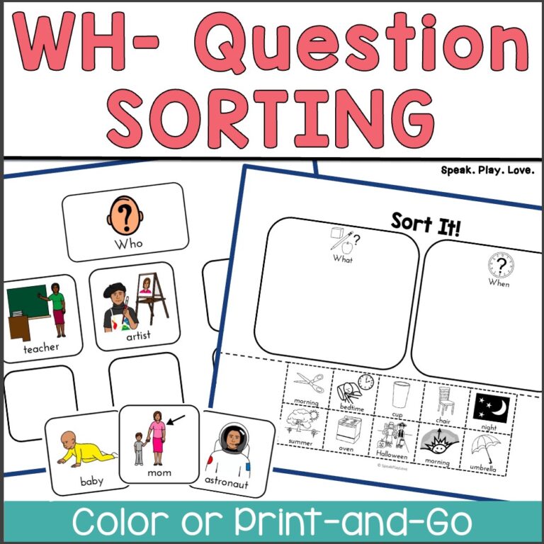 Teaching the Types of WH Questions in Speech Therapy - Speak. Play. Love